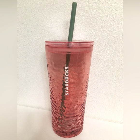 Starbucks | Kitchen | Starbucks Glass Textured Pink Cold Cup Tumbler 8 ...